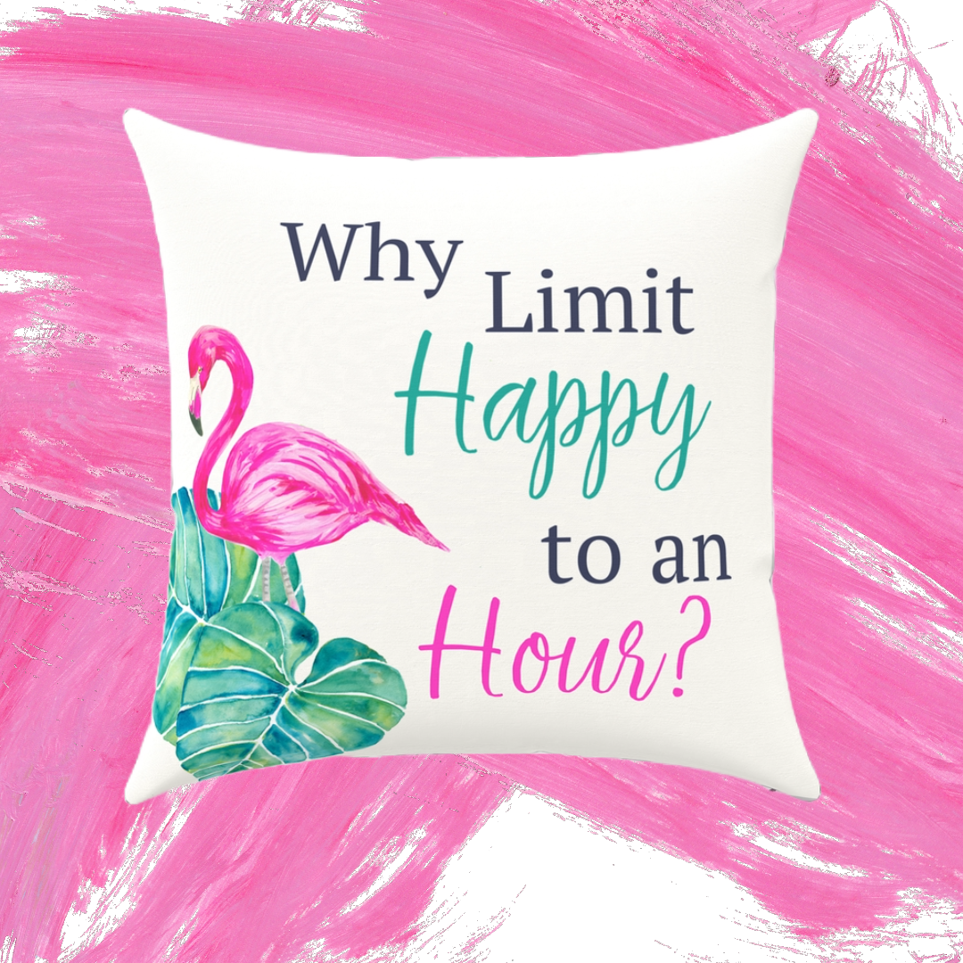 Happy Hour Flamingo Throw Pillow